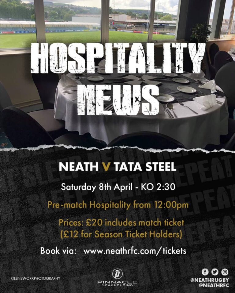 HOSPITALITY - NEATH v TATA STEEL (Saturday 8th April) - Neath RFC